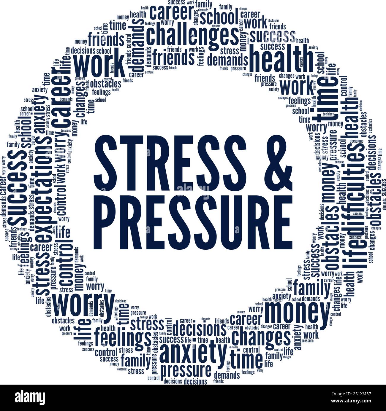 Stress and Pressure word cloud conceptual design isolated on white ...
