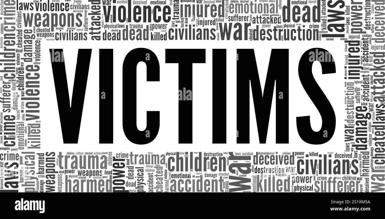 Victim word cloud conceptual design isolated on white background Stock ...
