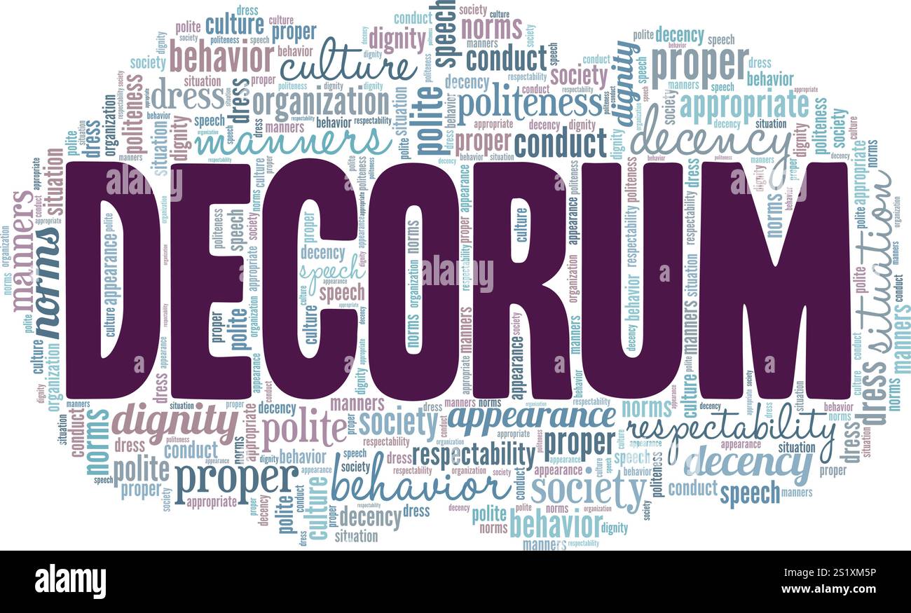 Decorum word cloud conceptual design isolated on white background Stock Vector Image & Art - Alamy