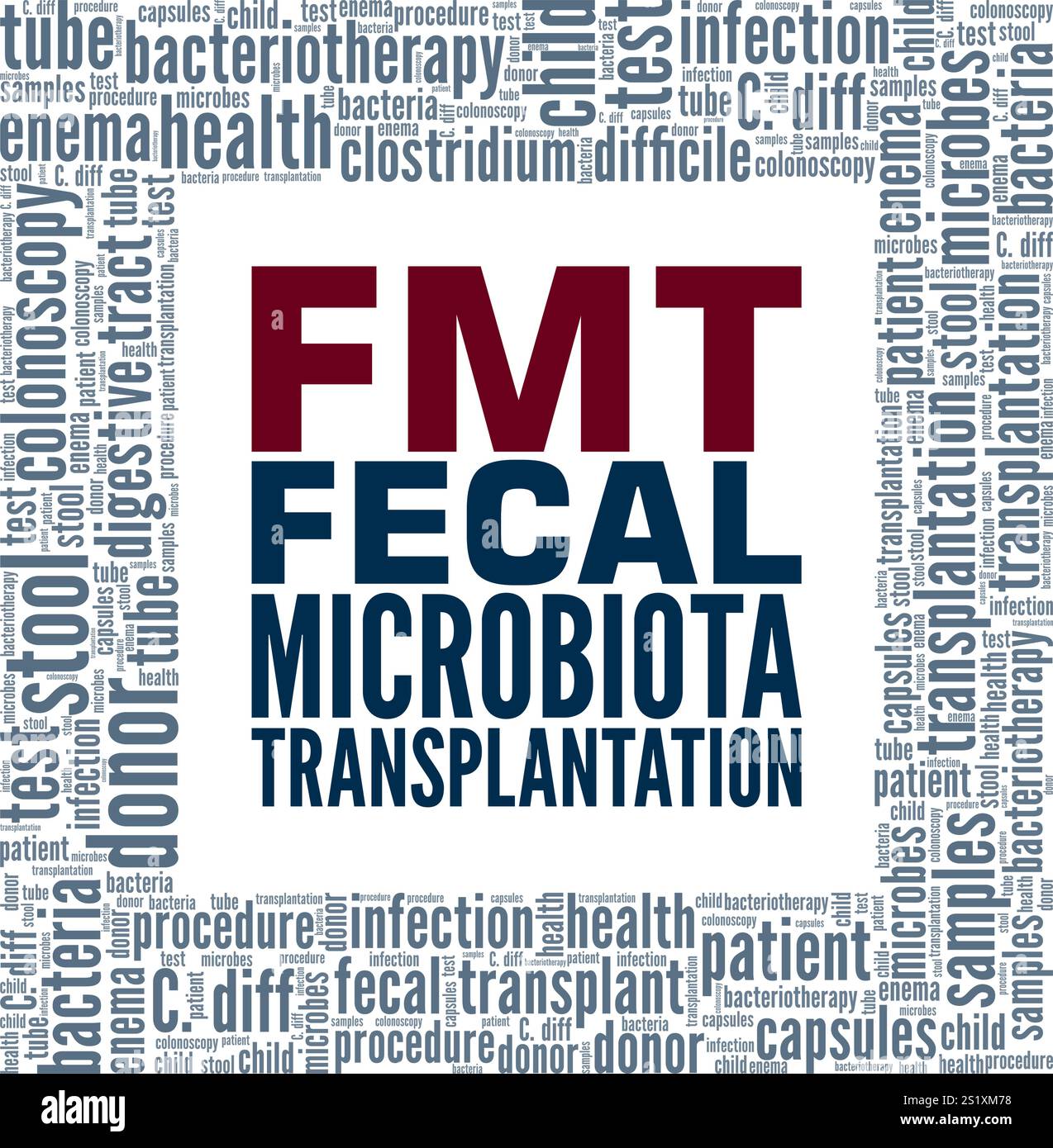 FMT - Fecal Microbiota Transplantation word cloud conceptual design ...