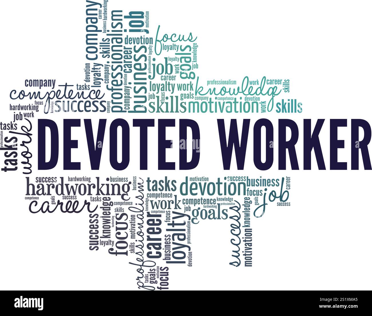 Devoted Worker word cloud conceptual design isolated on white ...