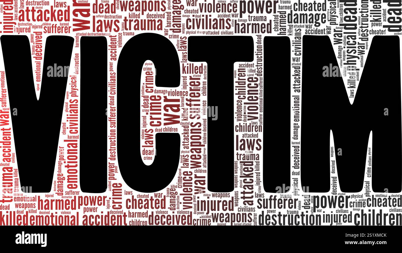 Victim word cloud conceptual design isolated on white background Stock ...