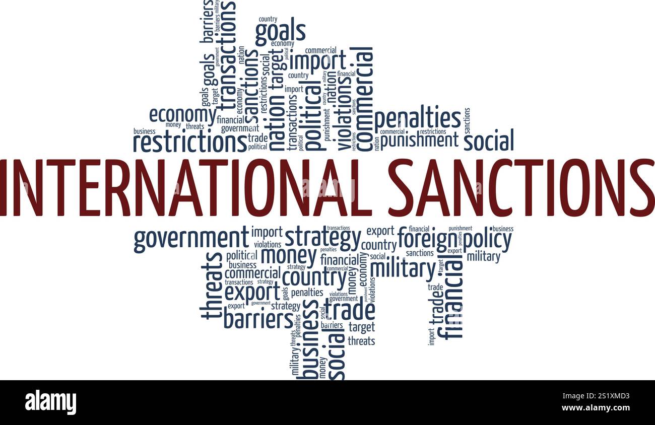 International Sanctions word cloud conceptual design isolated on white ...