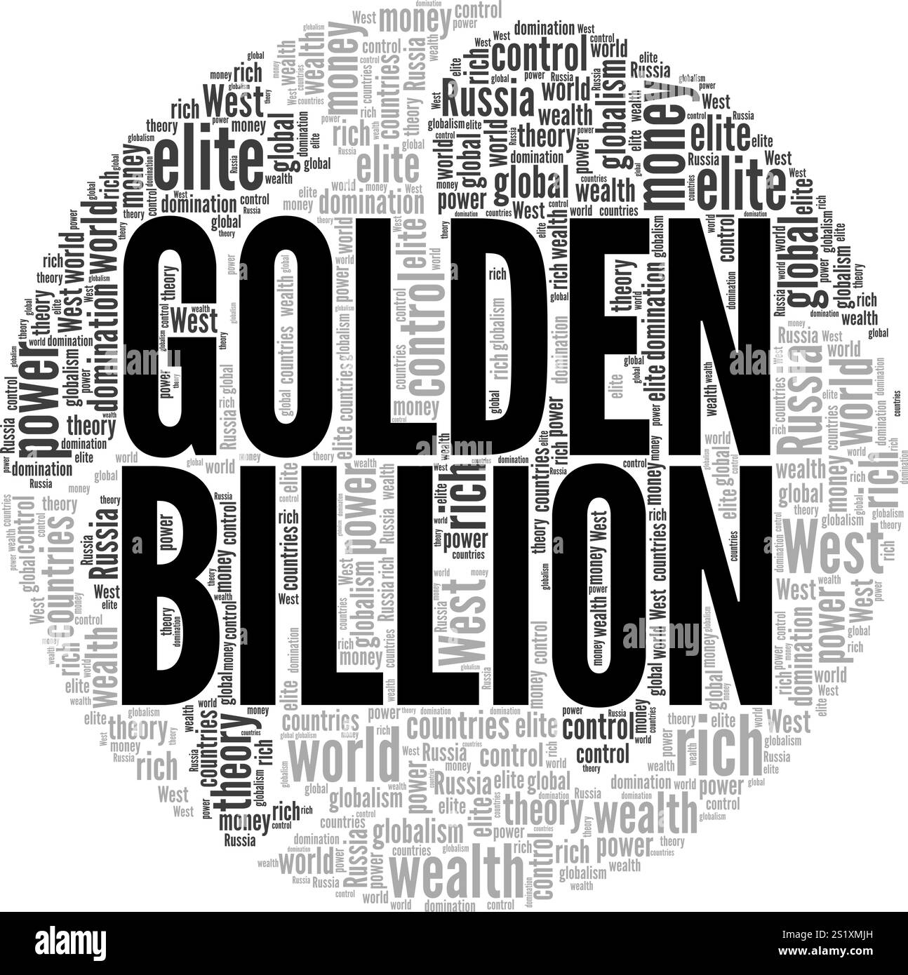 Golden Billion word cloud conceptual design isolated on white ...