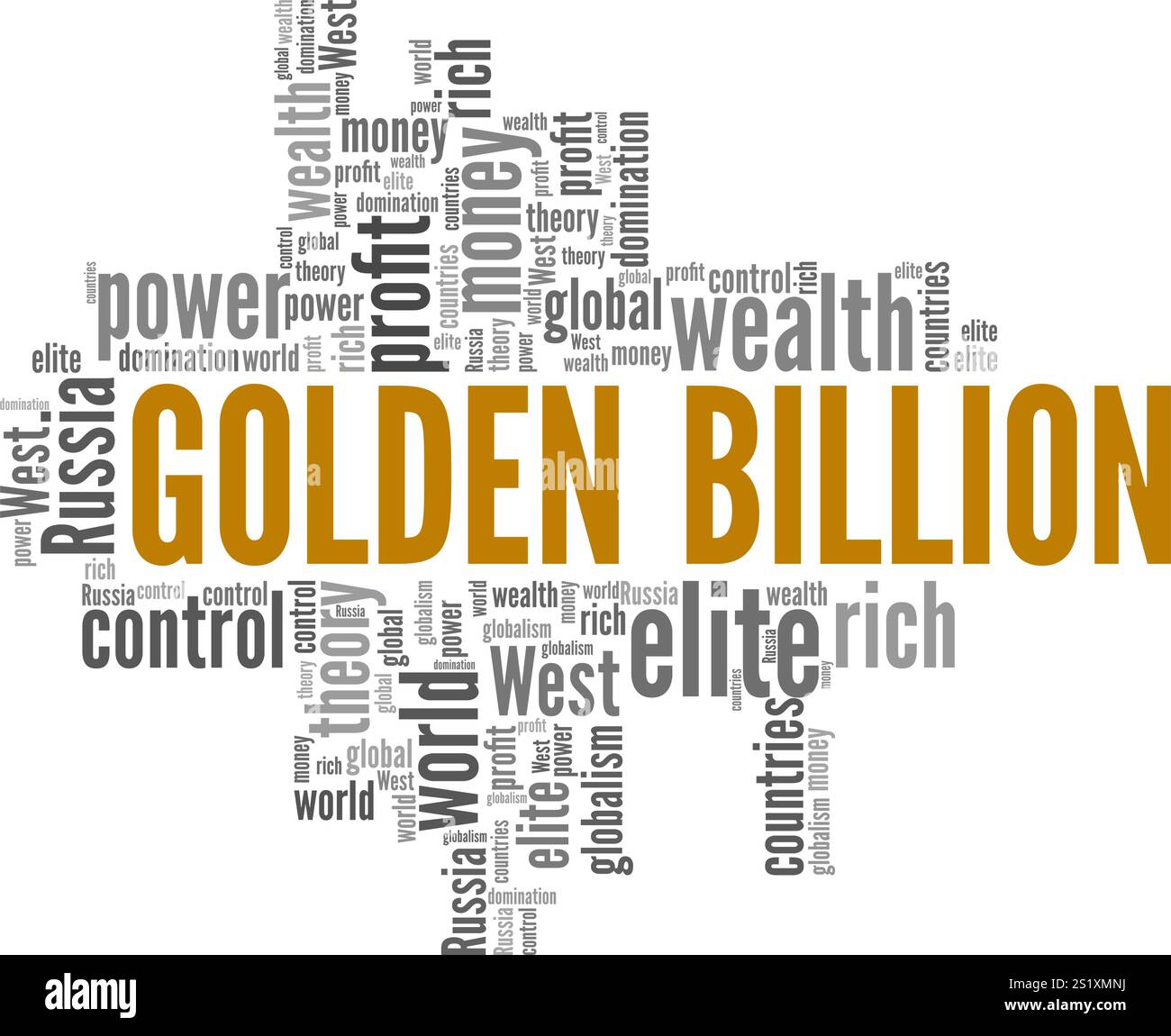 Golden Billion word cloud conceptual design isolated on white ...