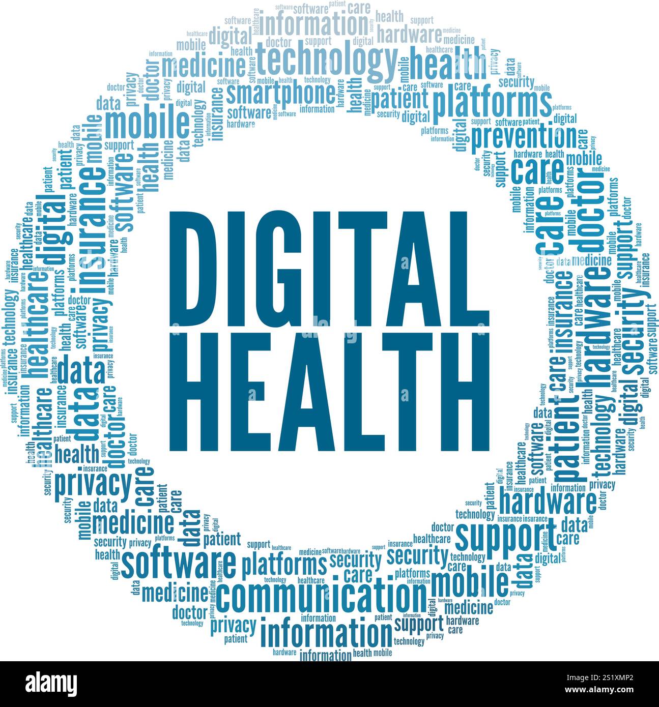 Digital Health word cloud conceptual design isolated on white ...