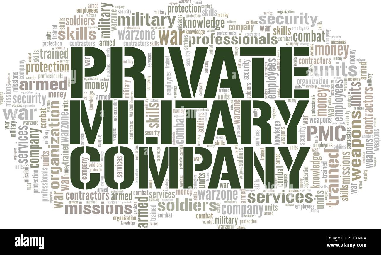 PMC - Private Military Company word cloud conceptual design isolated on white background Stock ...