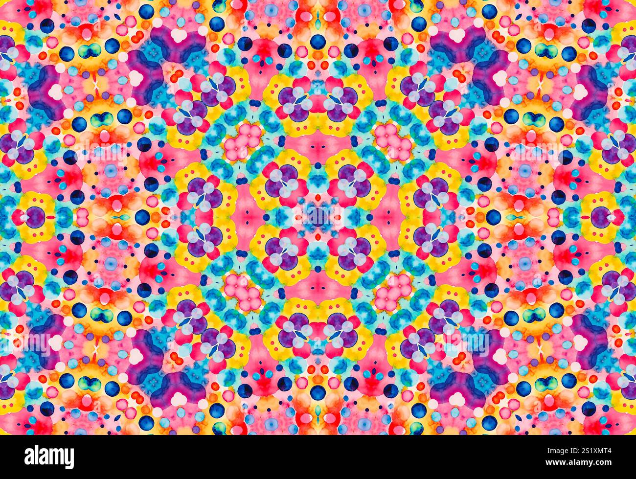Abstract watercolor background with bright colorful concentric pattern ...