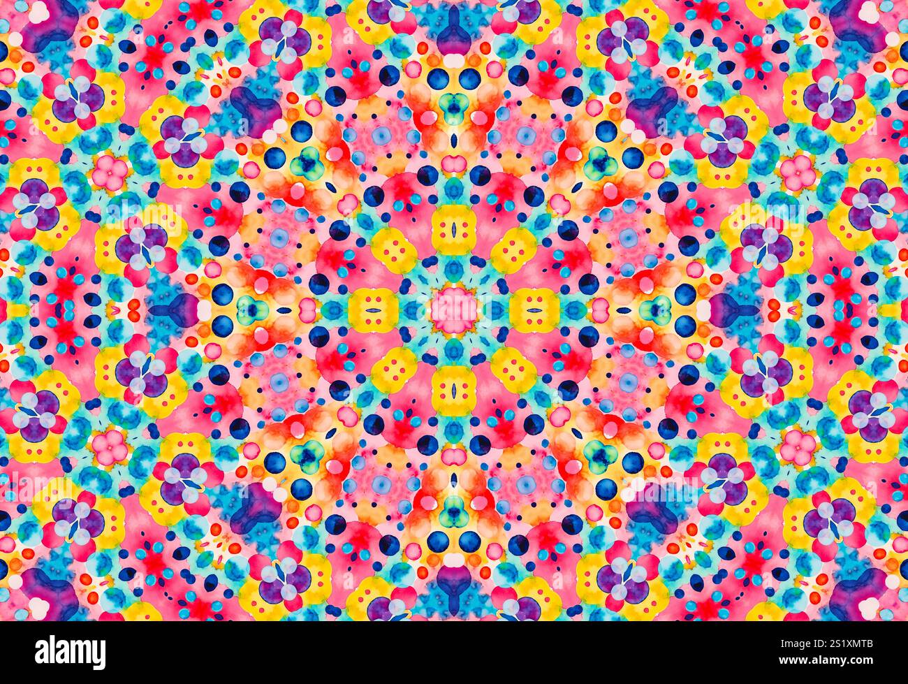 Abstract watercolor background with bright colorful concentric pattern ...