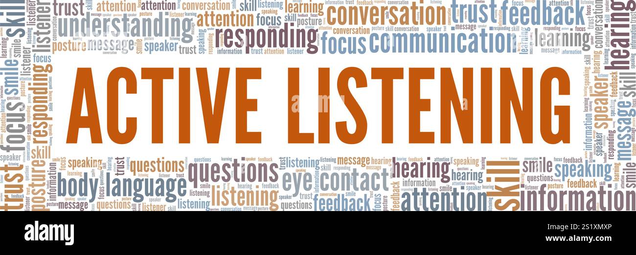 Active Listening word cloud conceptual design isolated on white ...