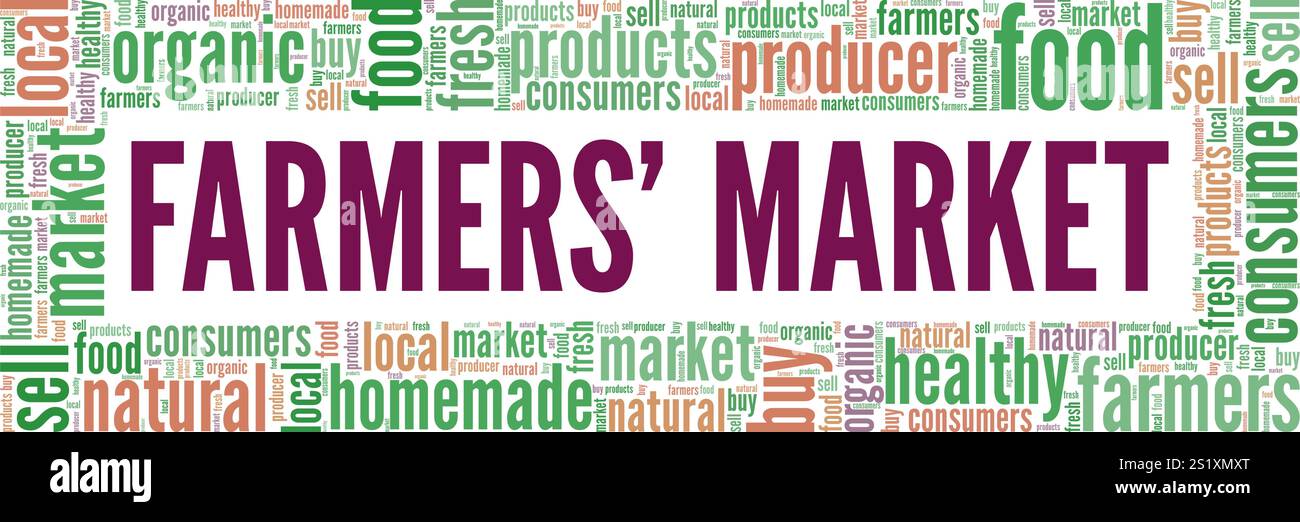 Farmers' Market word cloud conceptual design isolated on white ...