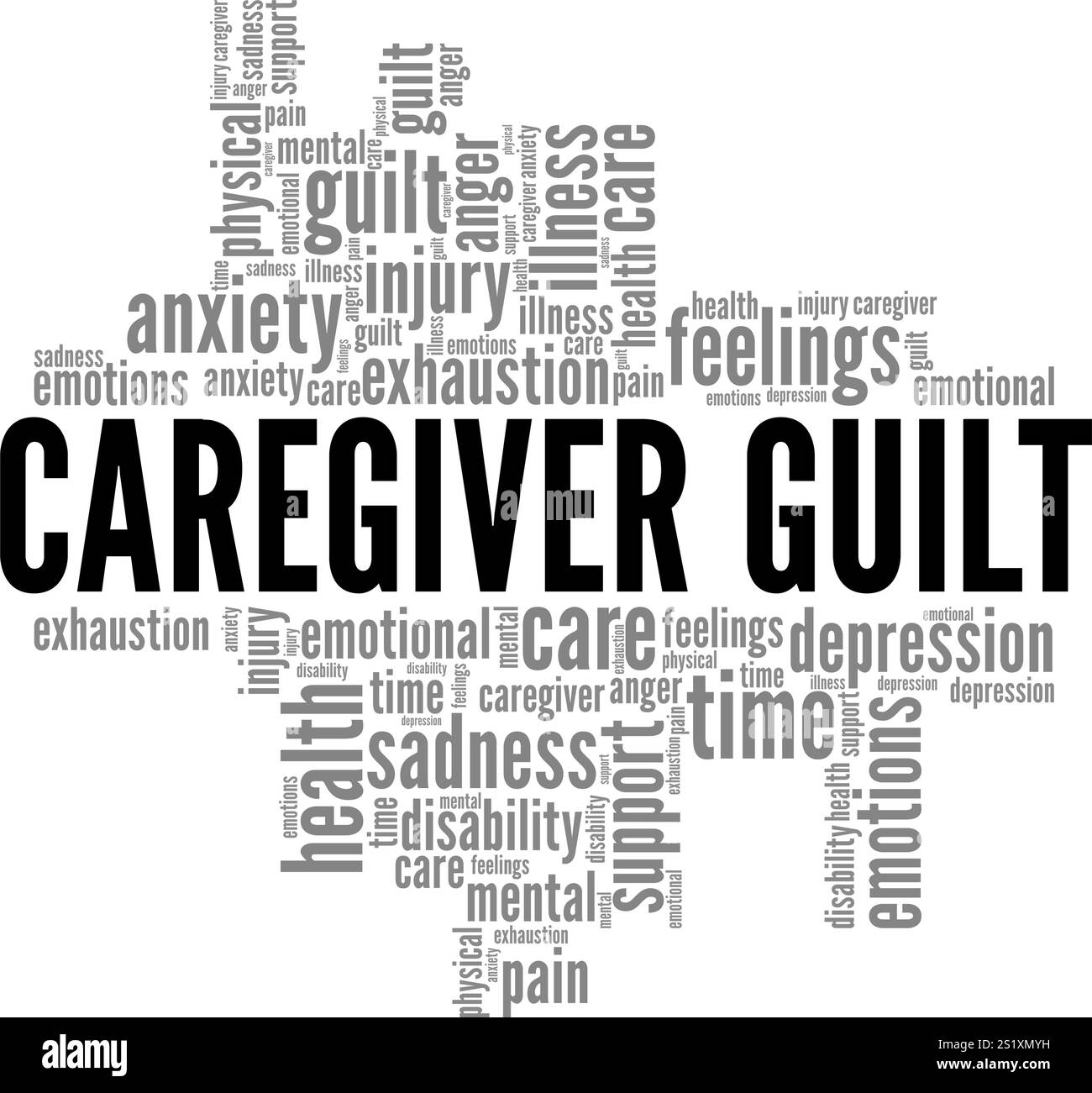 Caregiver Guilt word cloud conceptual design isolated on white ...