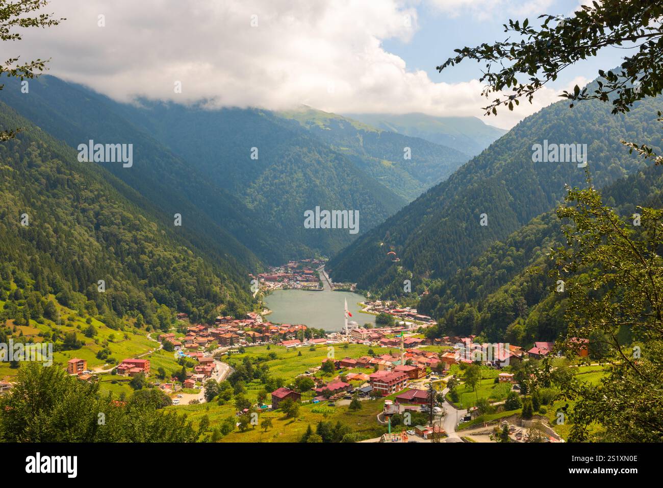 Uzungol view from the hills. Visit Trabzon background photo. Black Sea ...