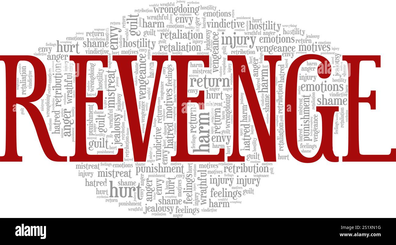 Revenge word cloud conceptual design isolated on white background Stock ...