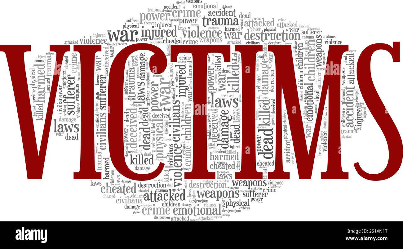 Victim word cloud conceptual design isolated on white background Stock ...