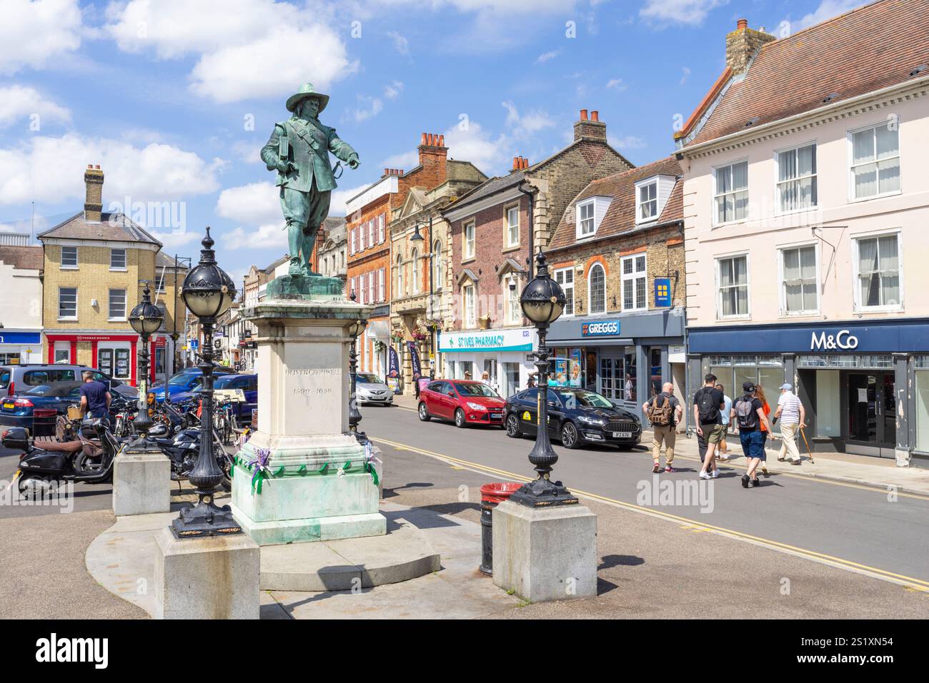 St Ives The Statue of Oliver Cromwell on Market Hill in the town centre ...