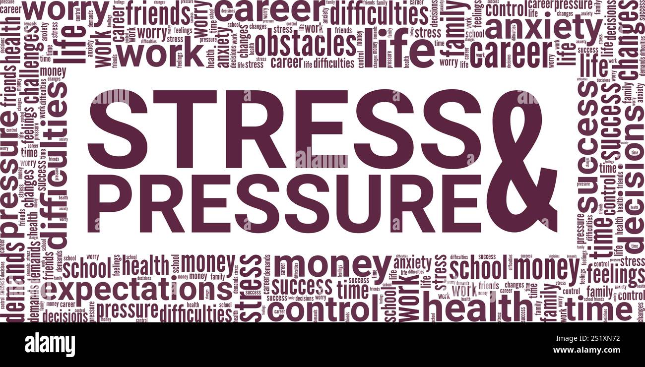 Stress and Pressure word cloud conceptual design isolated on white ...