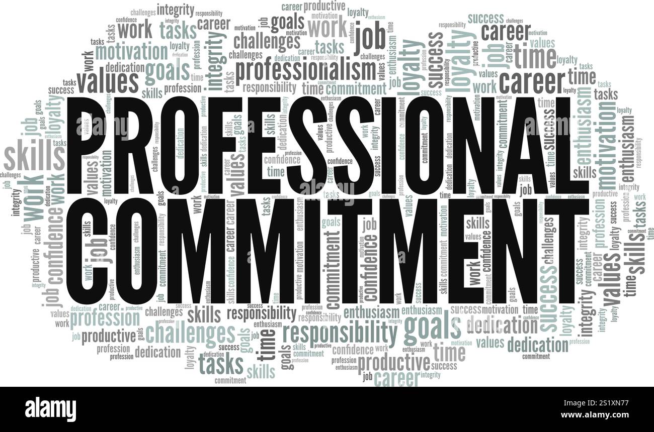 Professional Commitment word cloud conceptual design isolated on white background Stock Vector ...