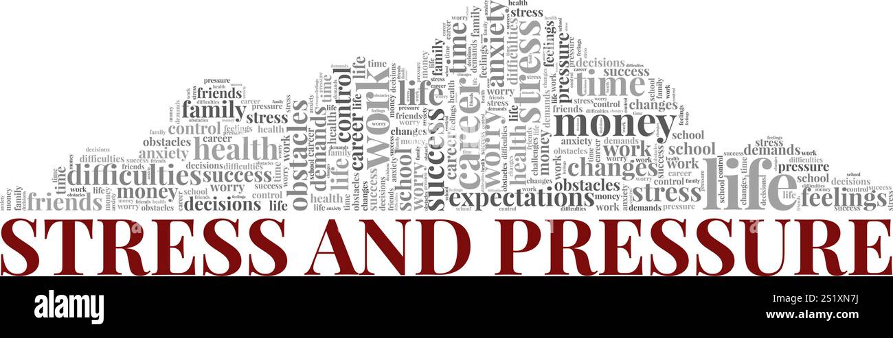 Stress and Pressure word cloud conceptual design isolated on white ...
