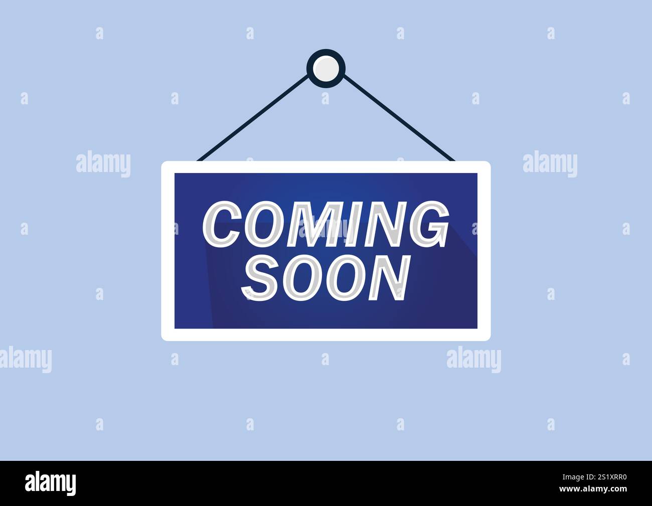 Vector coming soon hanging sign on blue background Stock Vector Image ...