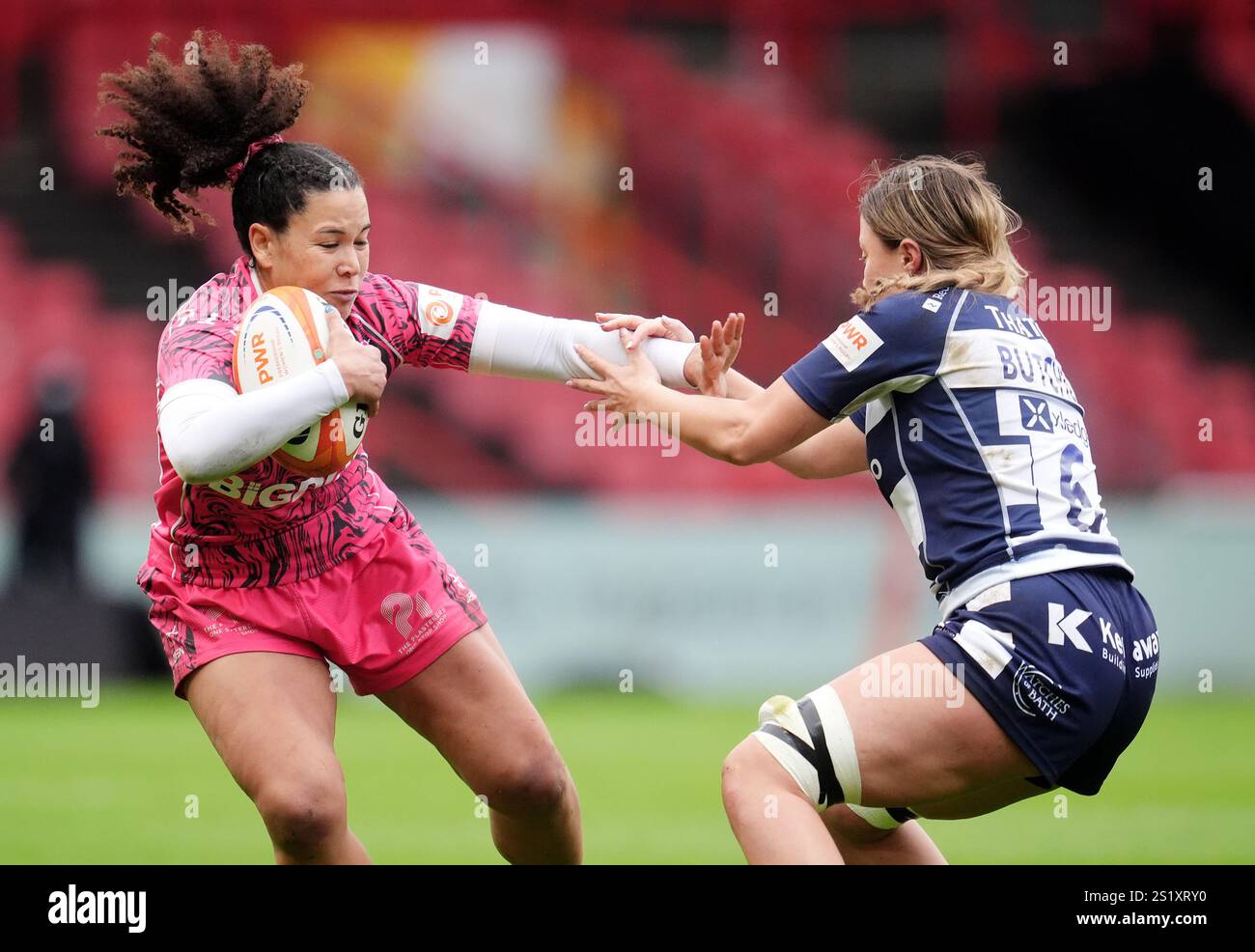 Gloucester-Hartpury's Tatyana Heard (left) and Bristol Bears' Alisha ...