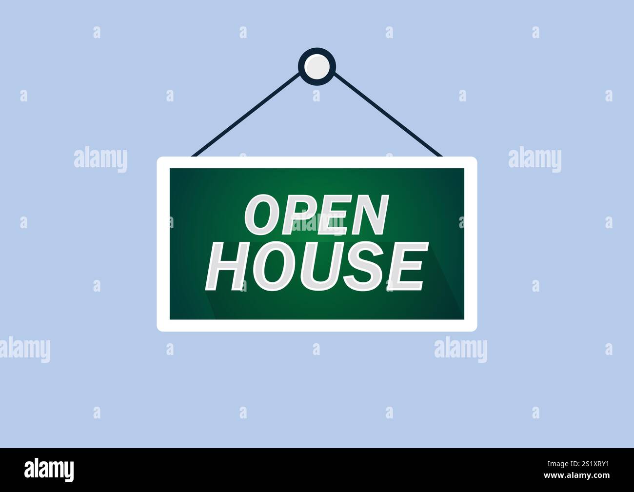 Vector open house hanging sign on blue background Stock Vector Image ...