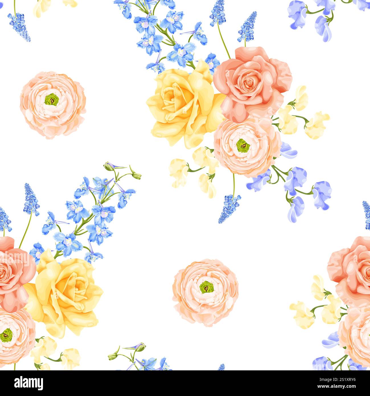 Bouquet fresh ranunculus flowers Stock Vector Images - Alamy