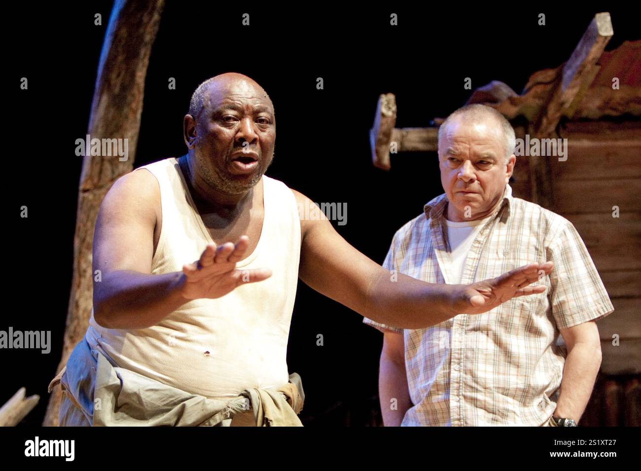 l-r: Owen Sejake (the grave digger), Sean Taylor (the train driver) in ...