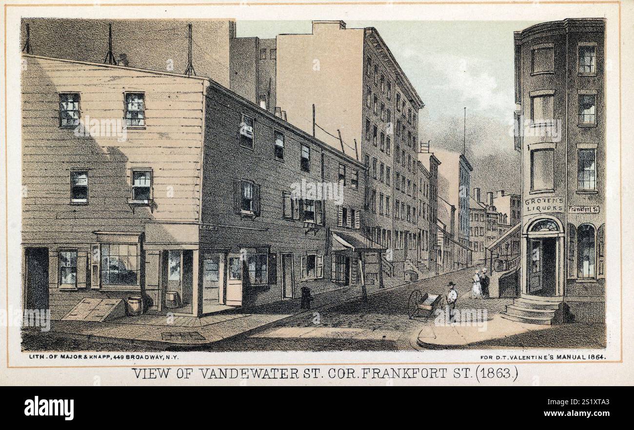 View of Vandewater Street corner of Frankfort Street, New York City ...