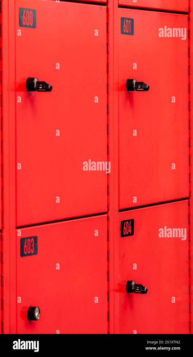 Modern Red Lockers in Contemporary Space Modern Red Lockers in ...