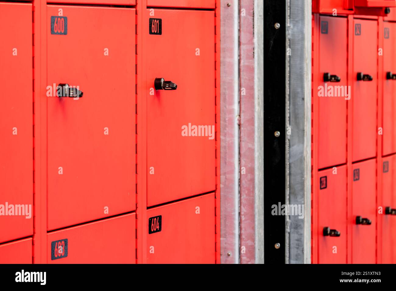 Modern Red Lockers in Contemporary Space Modern Red Lockers in ...