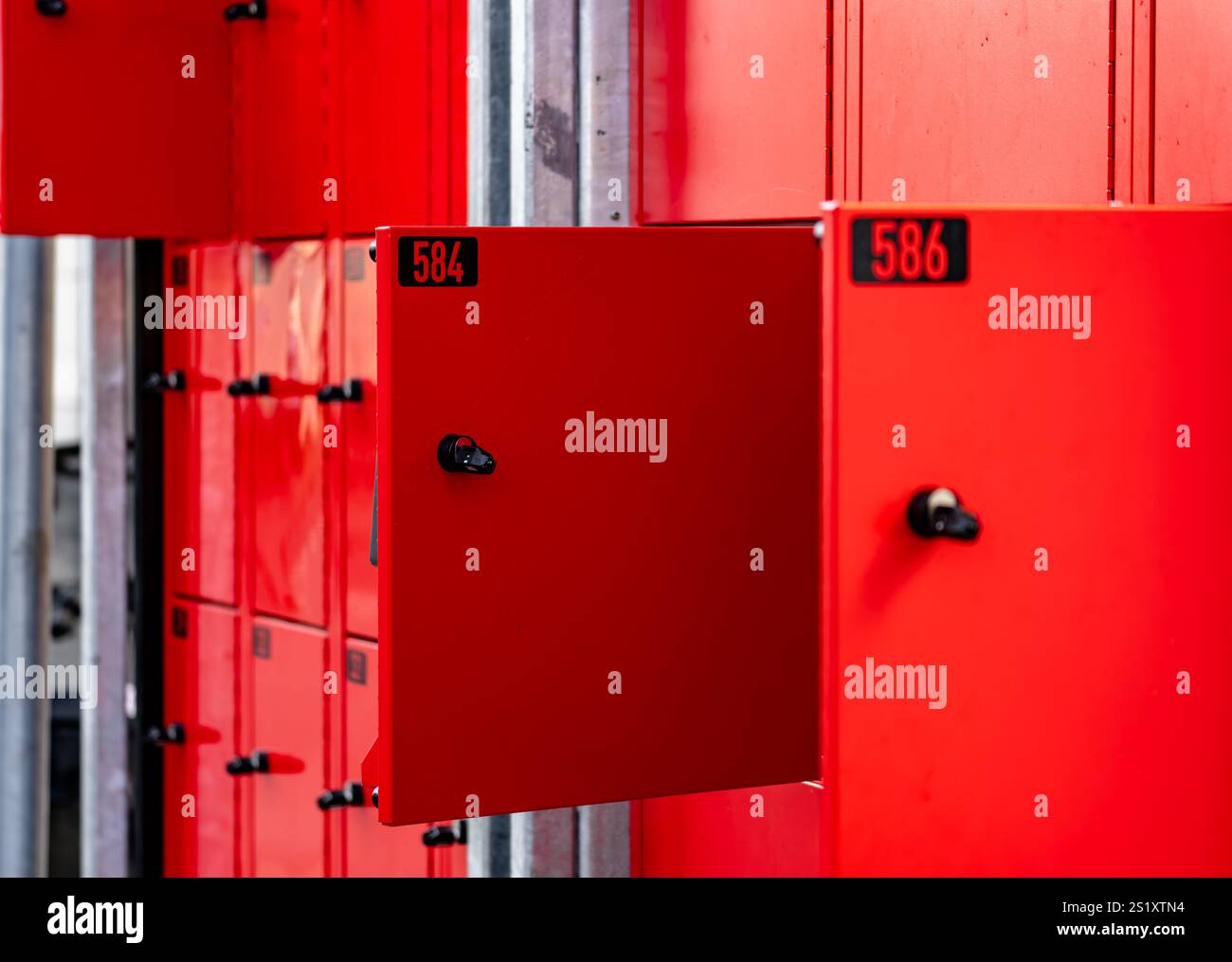 Modern Red Lockers in Contemporary Space Modern Red Lockers in ...