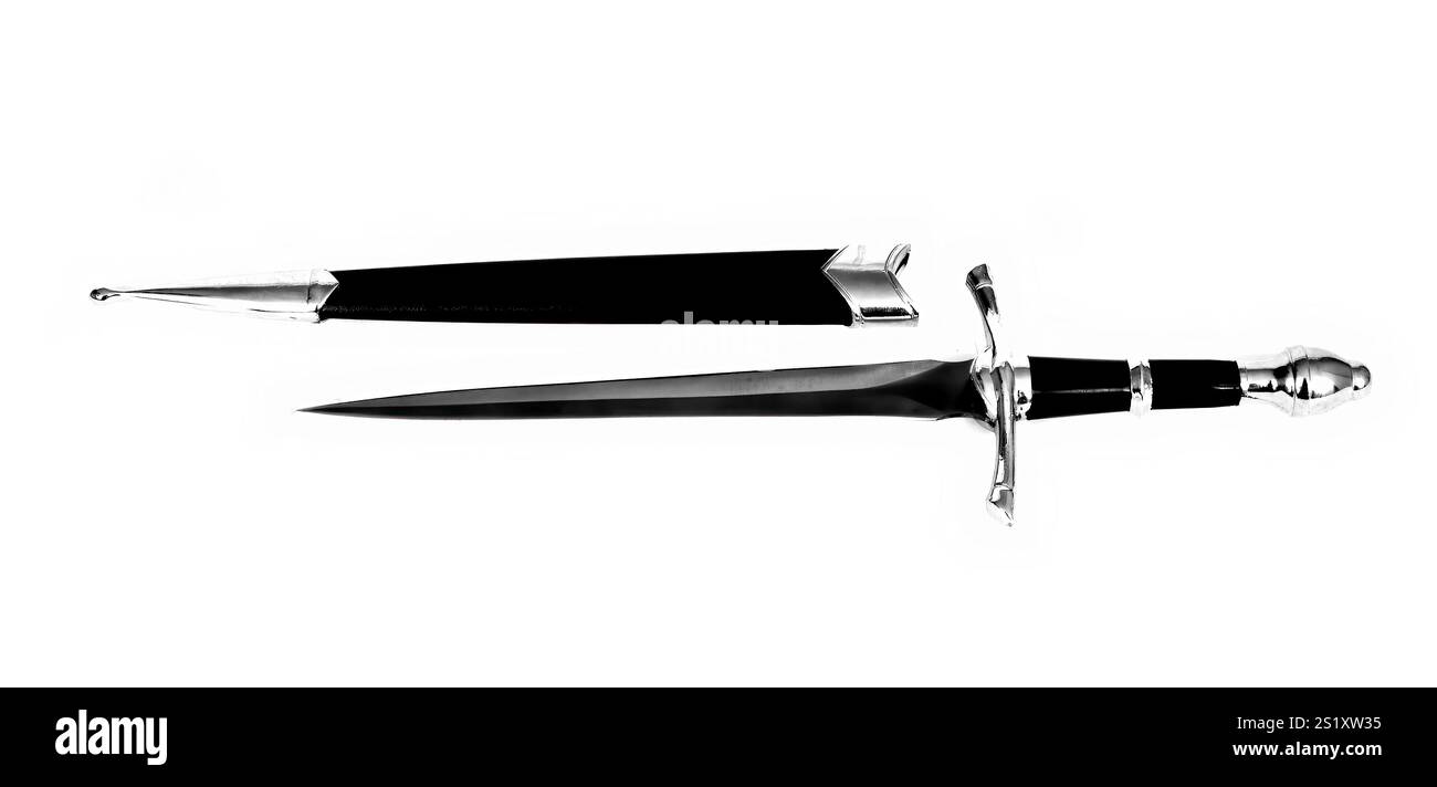 Edged weapon dagger and scabbard isolated over a white background Stock ...