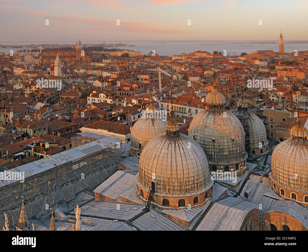Aerial view of St. Mark s Basilica and the rooftops of Venice, Veneto ...