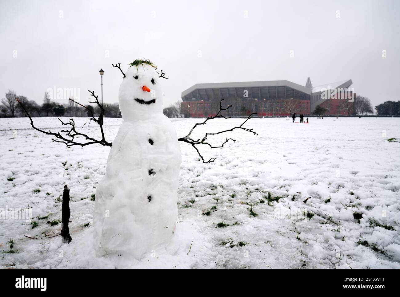 A snowman in Stanley Park next to the ground ahead of the the Premier ...