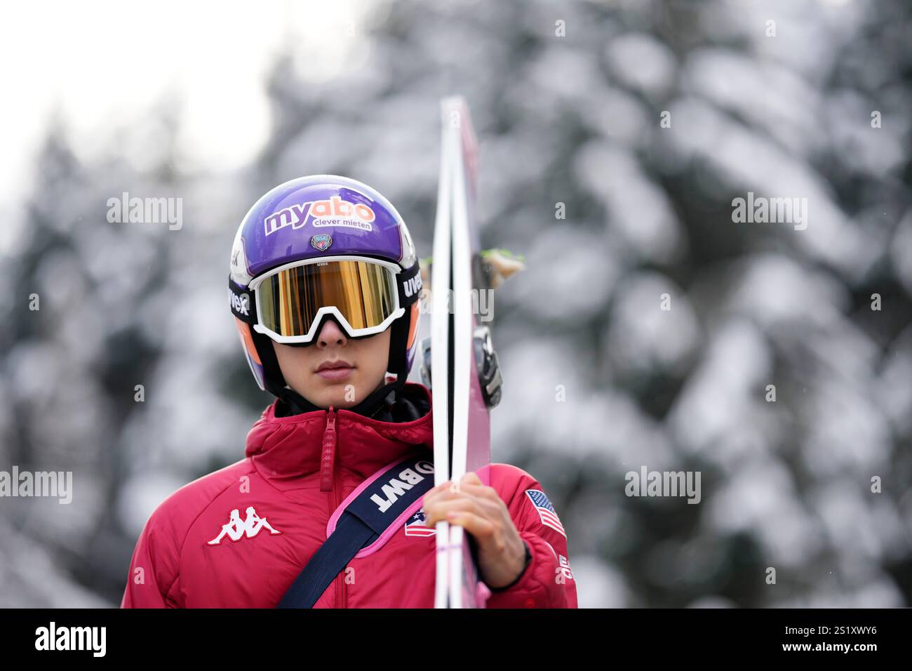 Tate Frantz, of the United States, arrives for his training jump at the ...