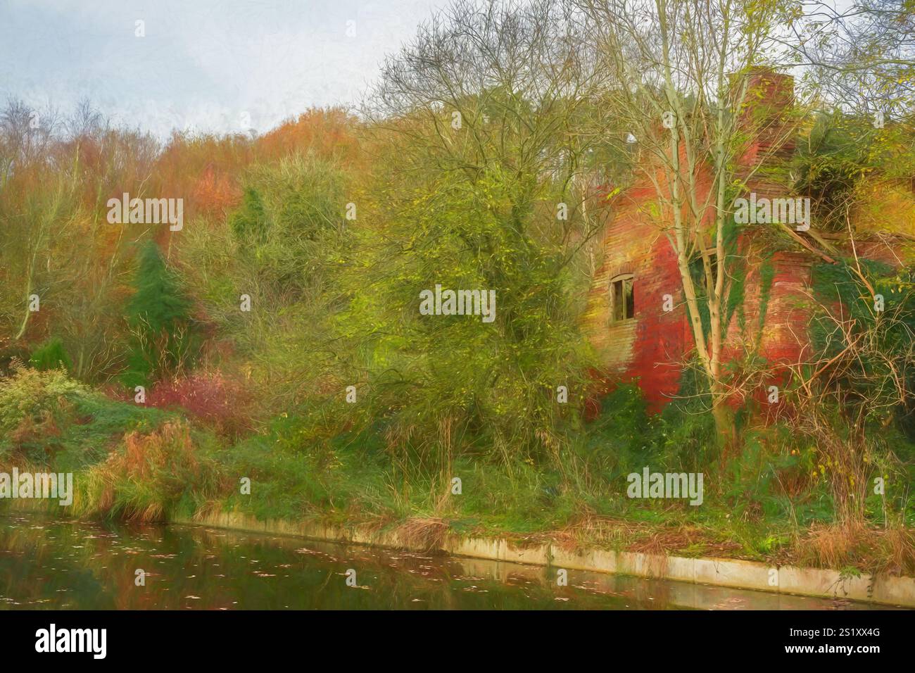 Vibrant digital illustration of autumn destination scenics along the ...