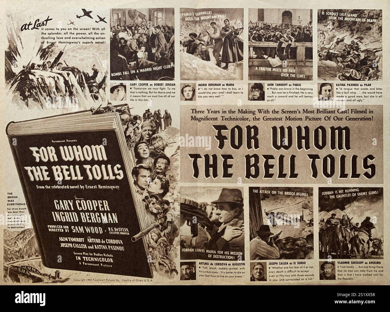 GARY COOPER INGRID BERGMAN AKIM TAMIROFF KATINA PAXINOU ARTURO de ...