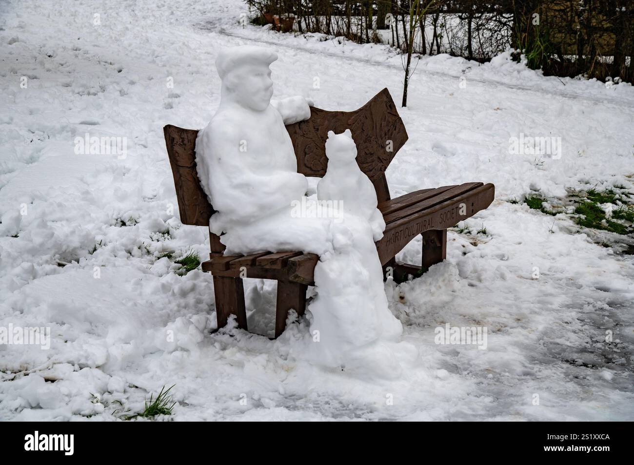 Chipping, Preston, Lancashire, UK. 5th Jan, 2025. An impressive snowman ...