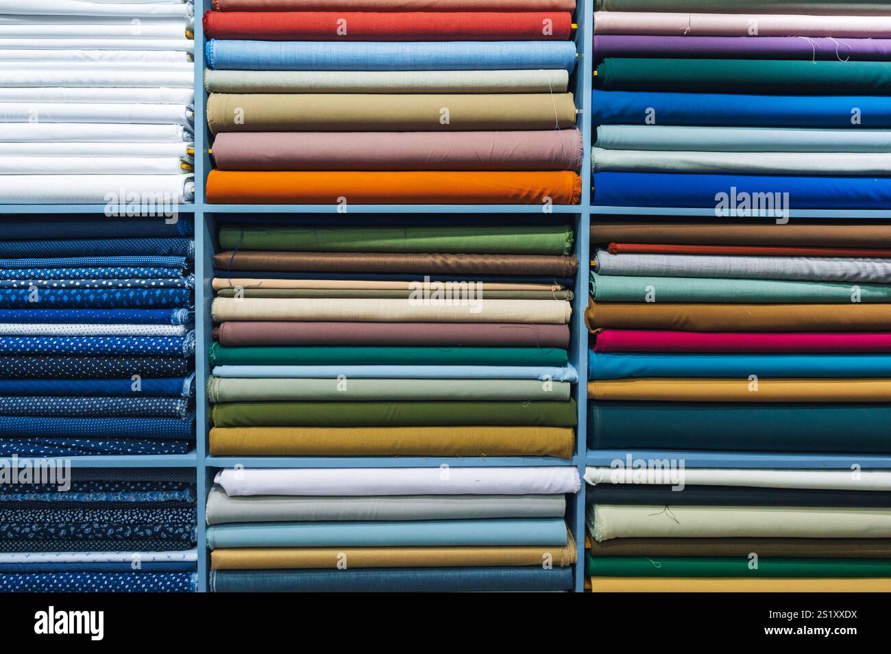 Layers of different fabrics with different colors in the stack Stock ...