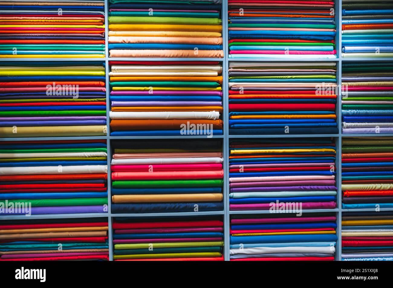 Layers of different fabrics with different colors in the stack Stock ...