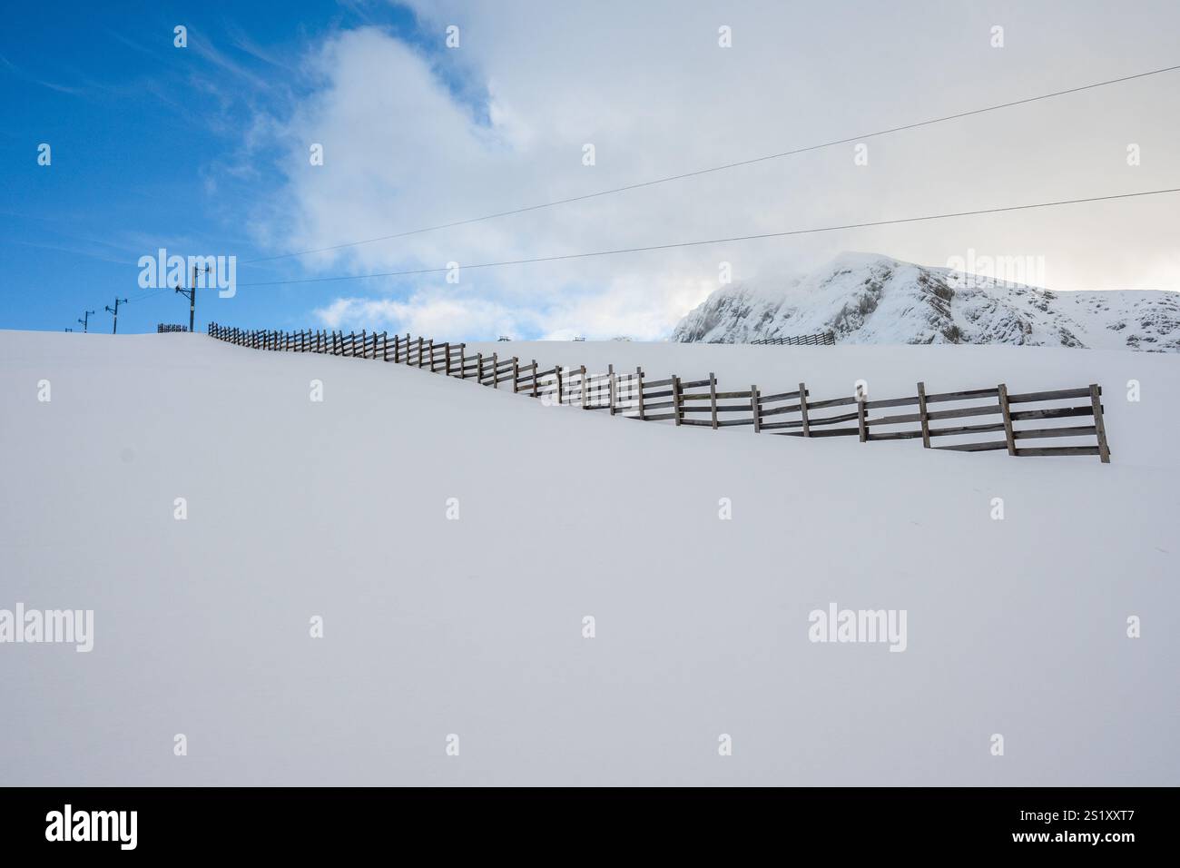 Ski Lift and Snow-Covered Slopes at Parnassos Ski Center in Greece ...