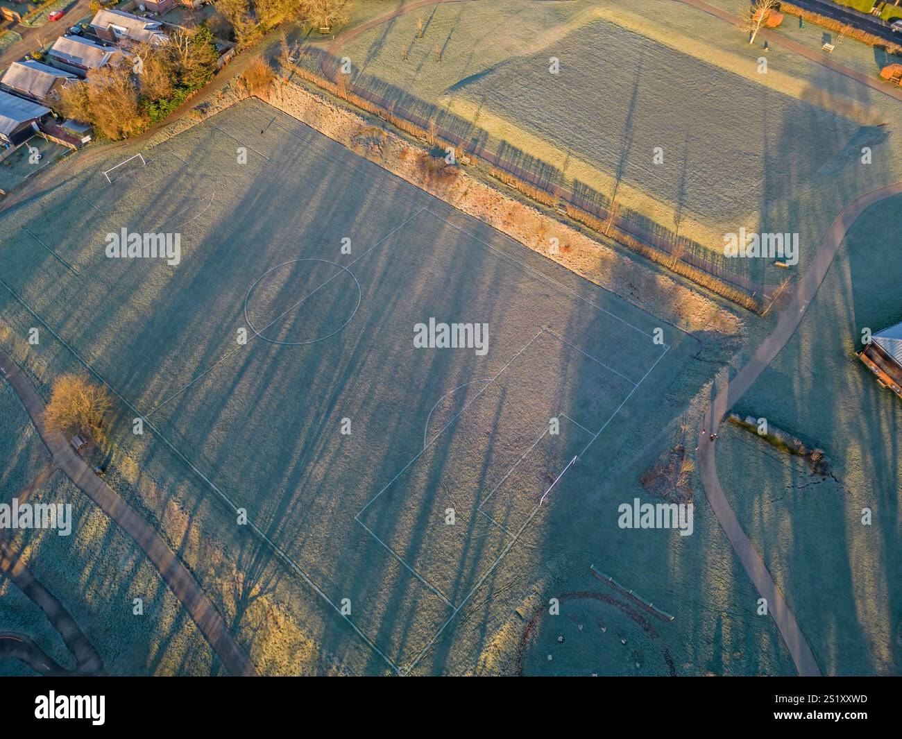 aerial view of sports pitches at battle recreation ground in east ...