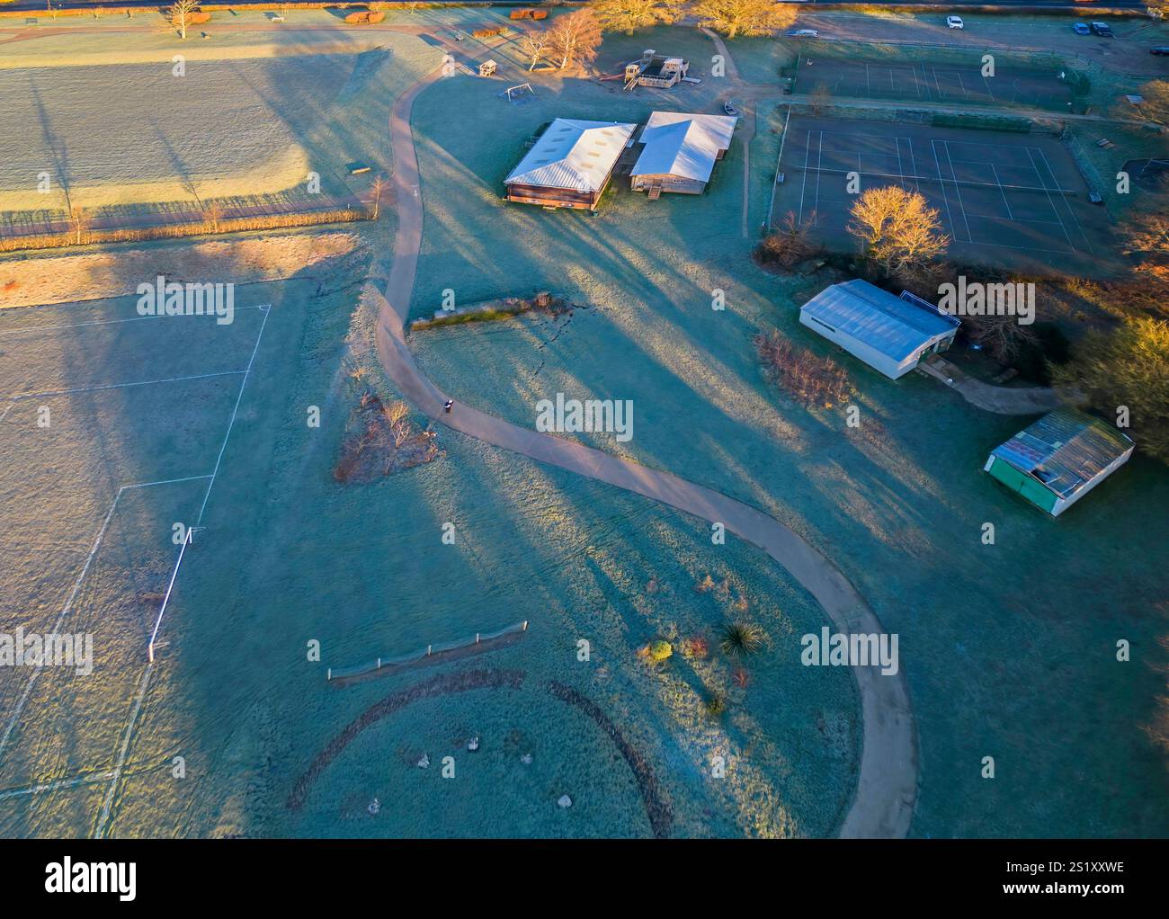aerial view of battle recreation ground in east sussex Stock Photo - Alamy