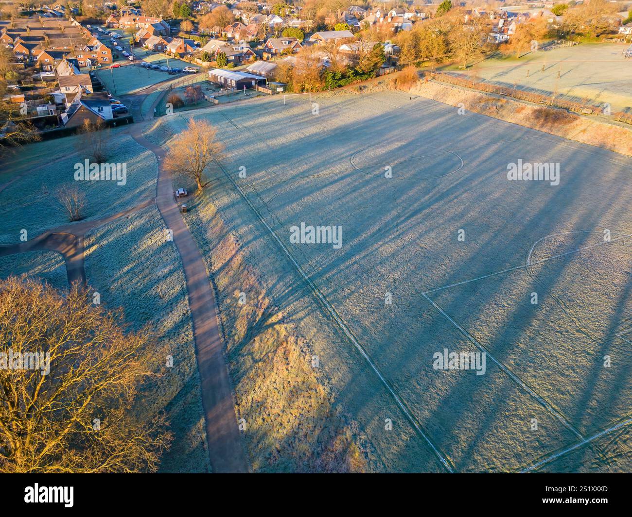aerial view of battle recreation ground in east sussex Stock Photo - Alamy