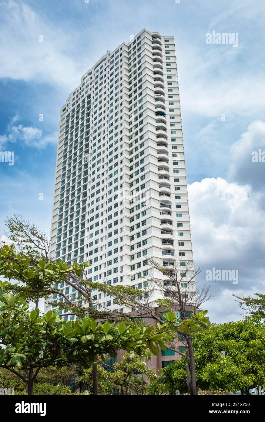 Modern residential flat apartment building exterior. Construction of ...