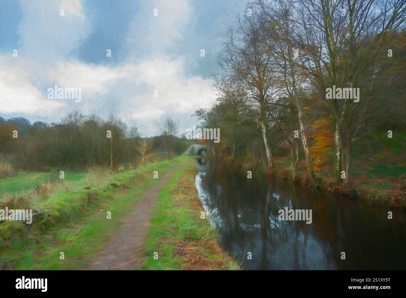 Digital illustration of the Hazlehurst aqueduct carrying the Leek ...