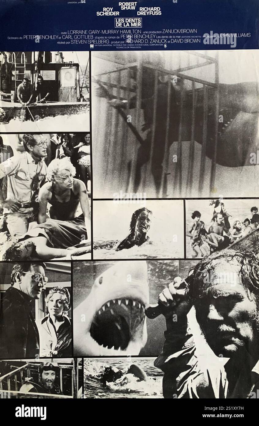 ROY SCHEIDER ROBERT SHAW RICHARD DREFUSS LORRAINE GARY and SUSAN BACKLINIE in JAWS / LES DENTS ...