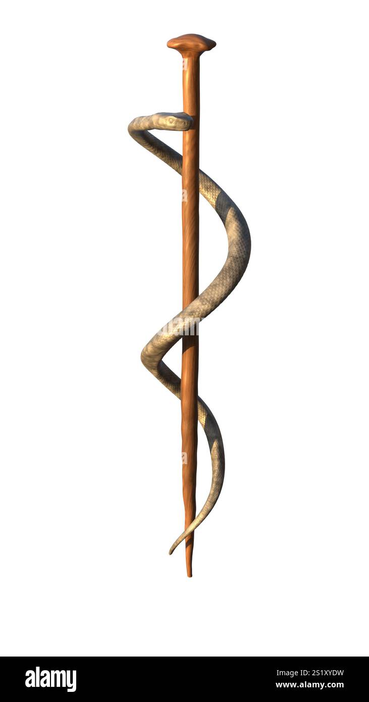 Symbol of Medicine Snake and Staff of Asclepius. Illustration on ...