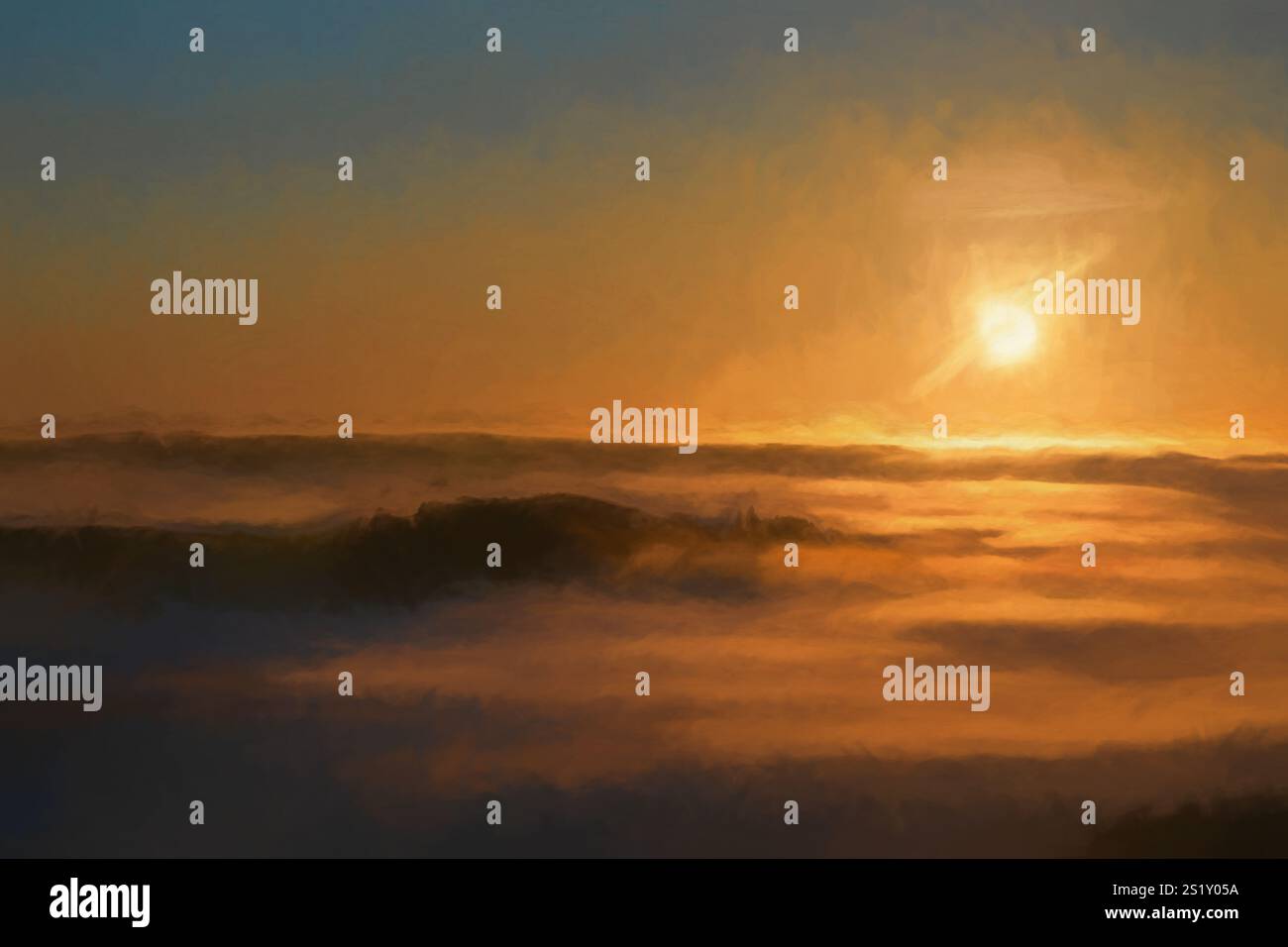 Digital oil painting of Ramshaw Rocks sunrise in the Staffordshire Peak ...